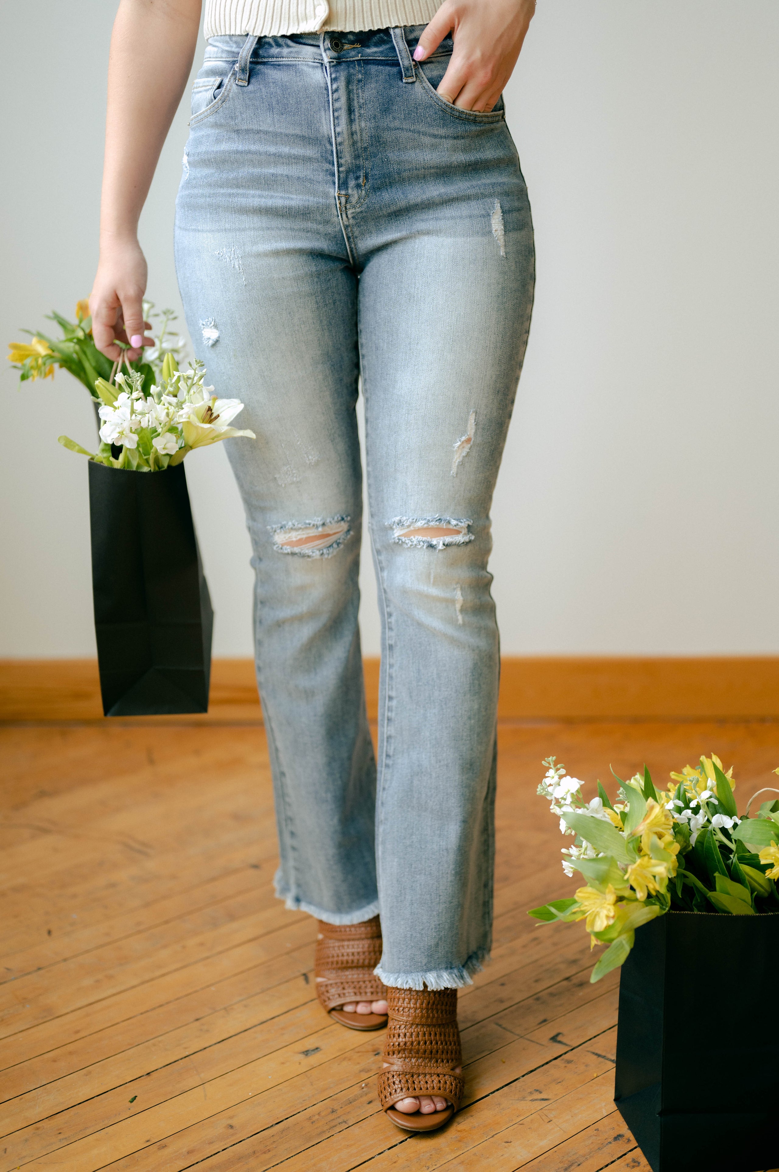 Light High Rise Flares | The Salted Lemon